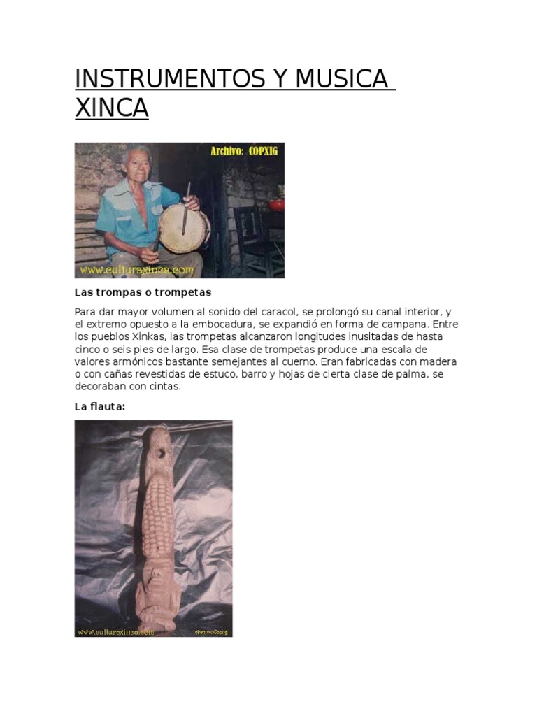 Instrumentos y Musica Xinca | PDF | Trompeta | Flauta