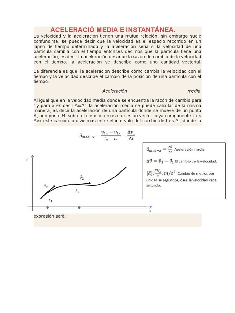 Aceleració Media e Instantánea | PDF | Métodos y materiales de ...