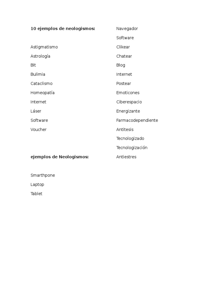 10 Ejemplos de Neologismos | PDF | Internet | Informática y tecnología ...