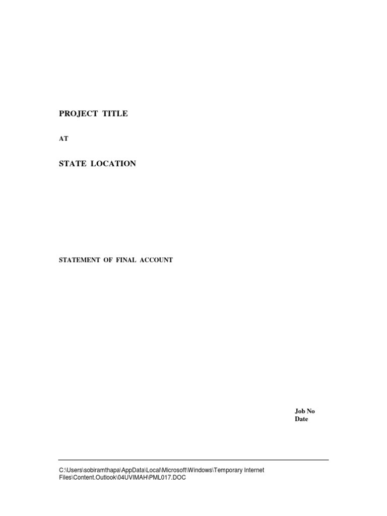 Statement of Final Account Template | PDF | Microsoft Windows | Microsoft