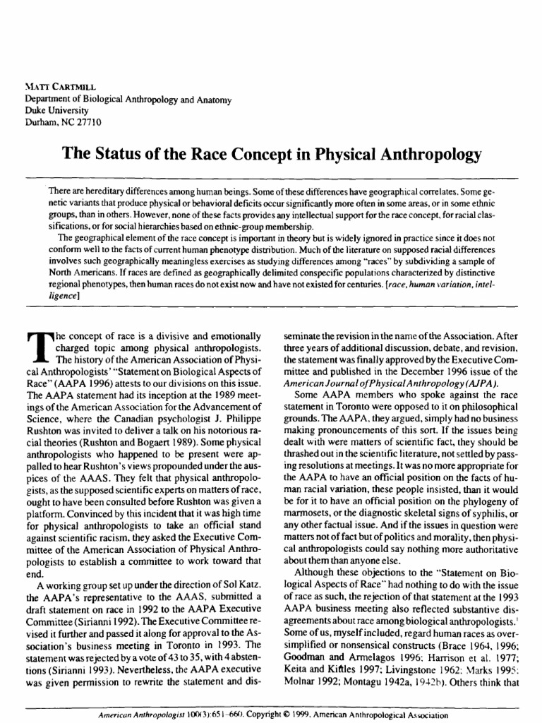 The Status of The Race Concept in Physical Anthropology | PDF ...