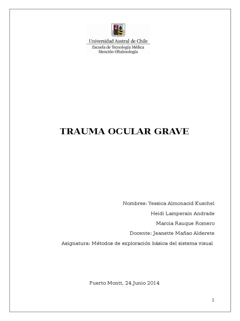 Trauma Ocular Grave | PDF | Lesión | Ojo humano