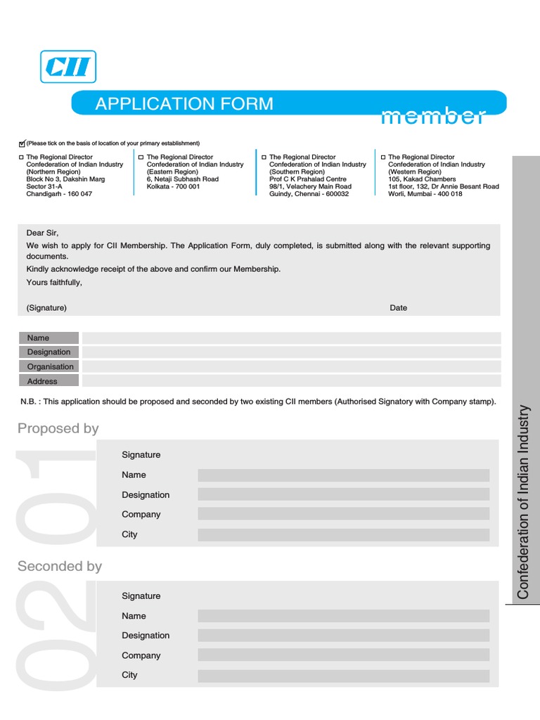 CII Member Form | Business | Government