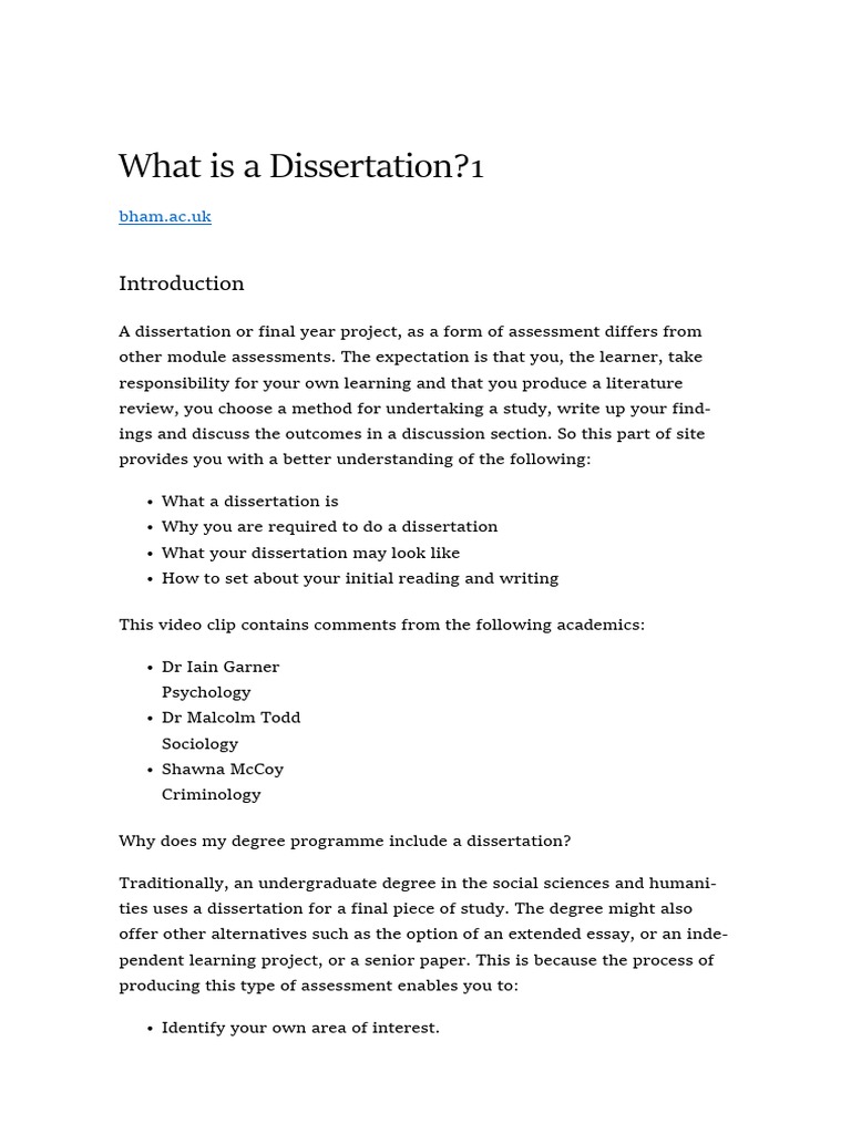 What Is A Dissertation 1 PDF | PDF | Thesis | Social Science