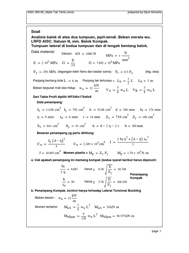 AISC 360-05 Beam Analysis Guide | PDF