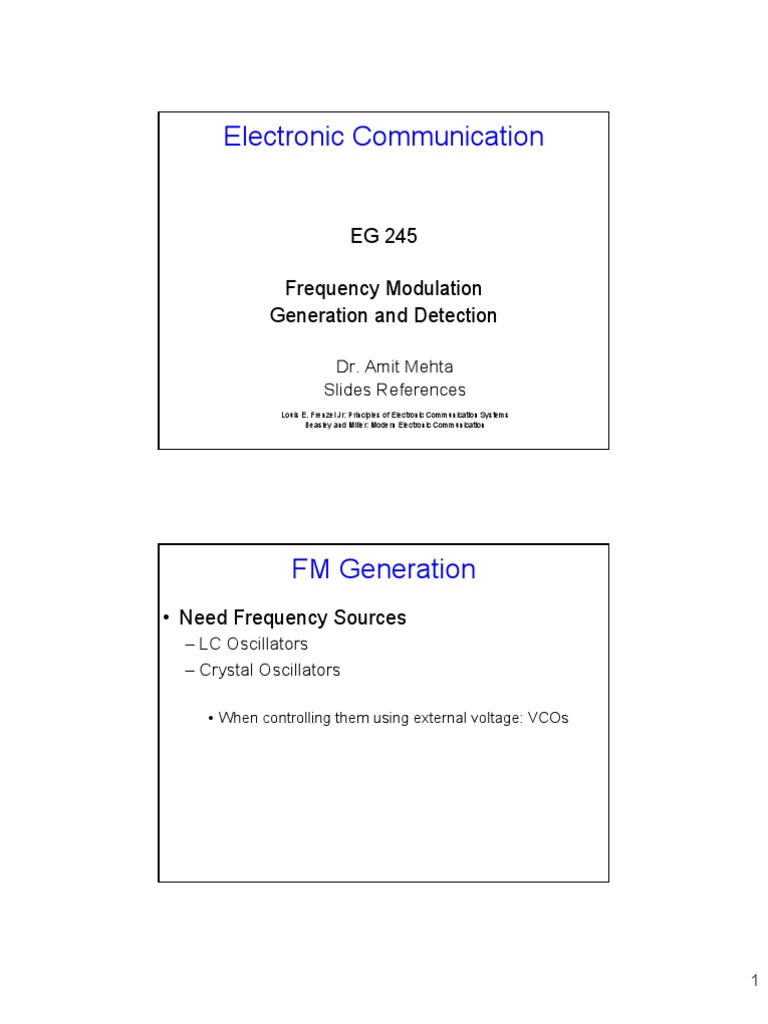 FM Generation and Detection | PDF | Detector (Radio) | Frequency Modulation