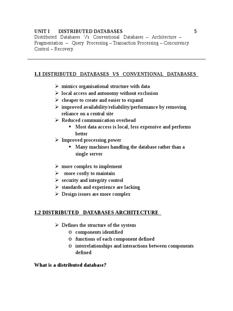 Unit 1 PDF | PDF | Replication (Computing) | Databases