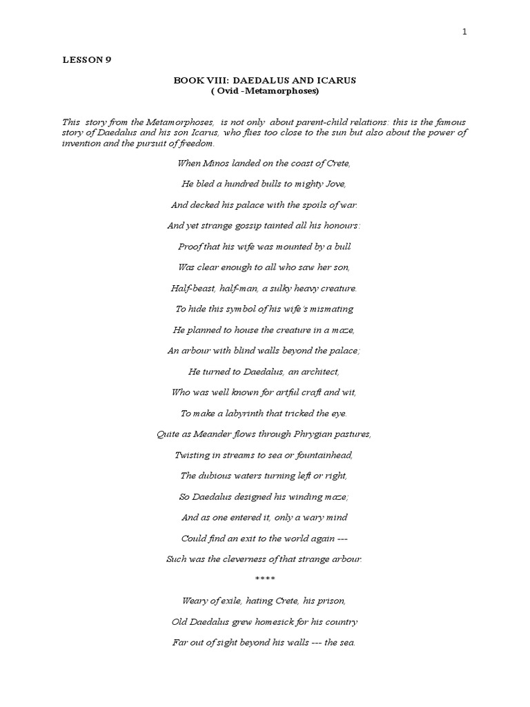 Lesson 9 Daedalus and Icarus | PDF | Greek Mythology | Paleo Balkan ...