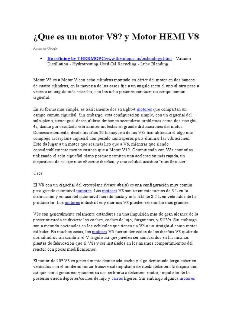 Una explicación detallada de los motores V8, incluyendo sus características, usos, ángulos V ...