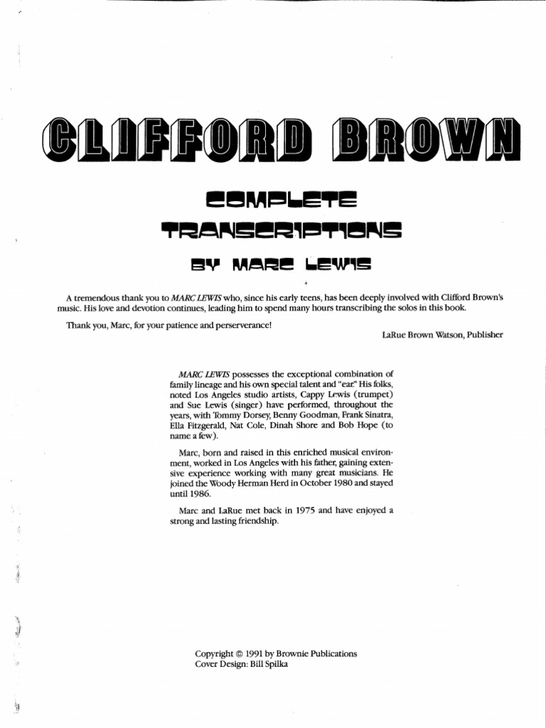 Clifford Brown - Complete Transcriptions (Marc Lewis) | PDF