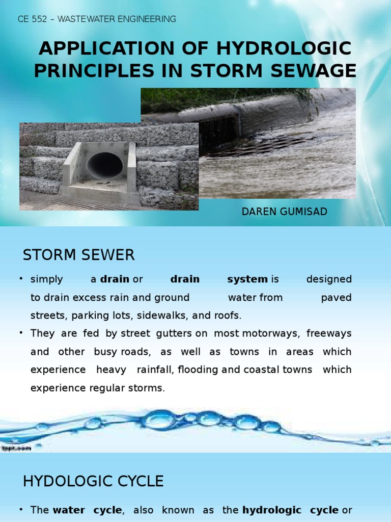APPLICATION OF HYDROLOGIC PRINCIPLES IN STORM SEWAGE 1.pptx | Storm ...