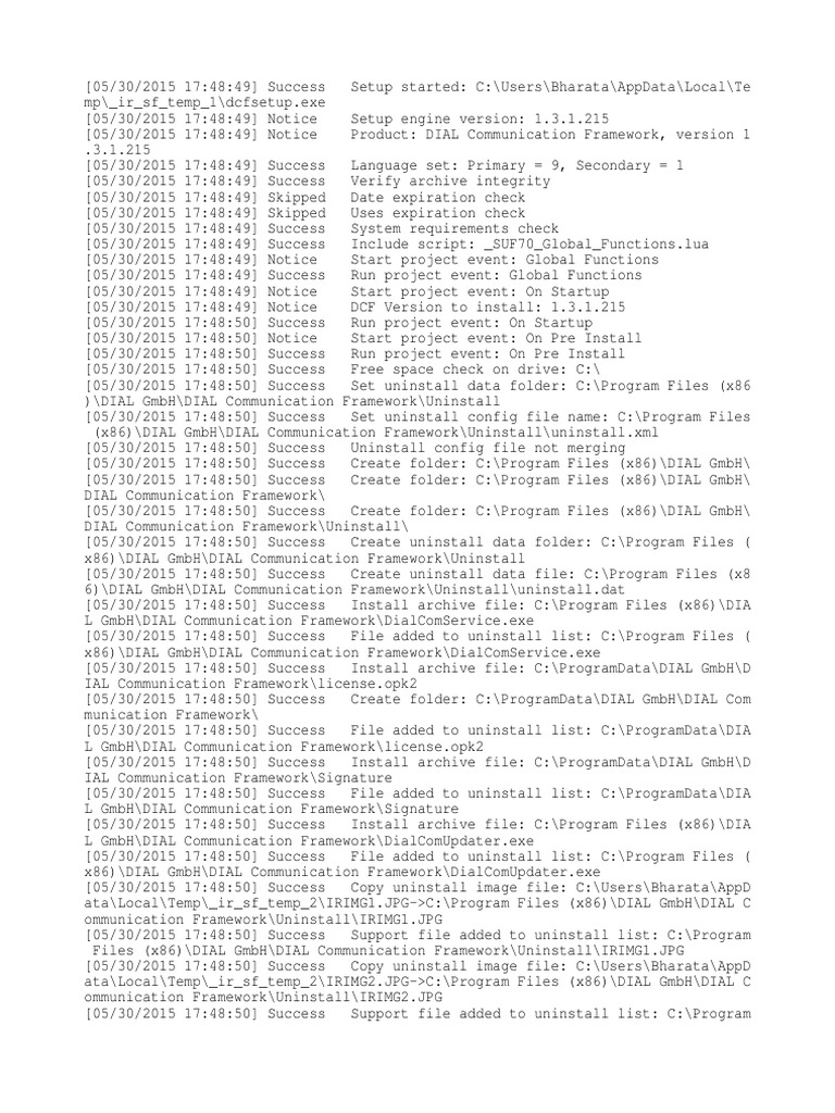 DIAL Communication Framework Setup Log | PDF | Utility Software | Computer File