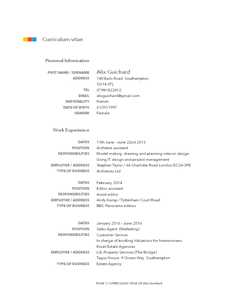CV of Alix Guichard | PDF | Career & Growth