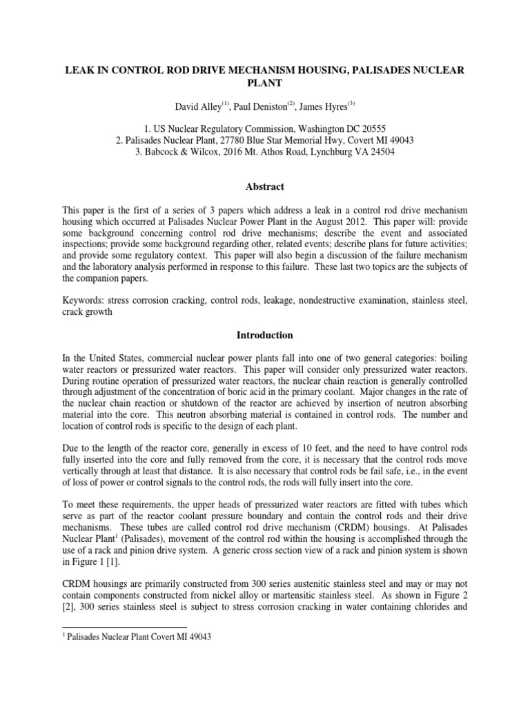 Leak in Control Rod Drive Mechanism Housing | PDF | Corrosion | Fracture