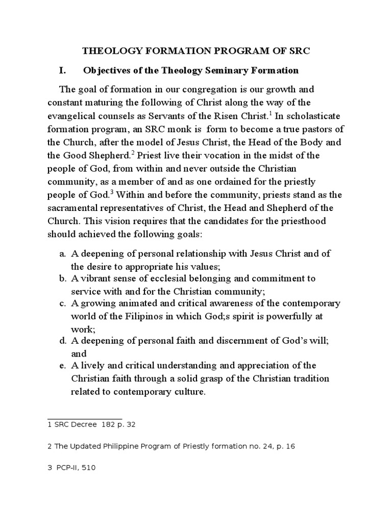 SRC Theology Seminary Formation Program | PDF | Priest | Catholic Church