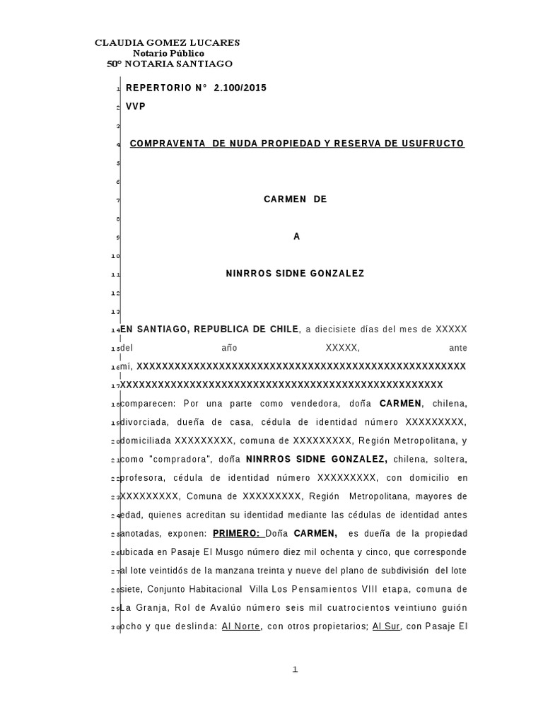 MODELO COMPRAVENTA Nuda Propiedad y Usufructo Vitalicio | Gobierno | Política