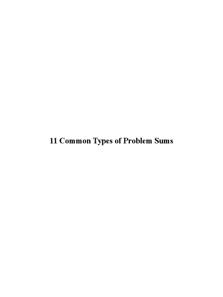 Common Types of Problem Sums | PDF | Teaching Mathematics | Science