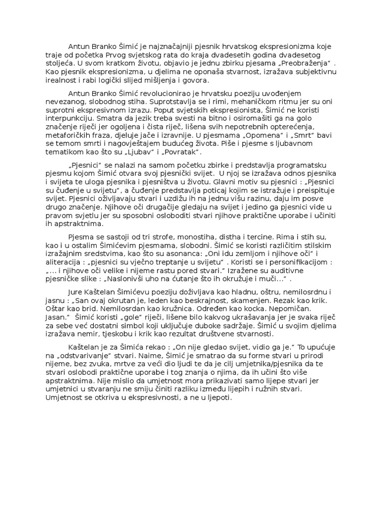 Antun Branko Šimić Esej | PDF