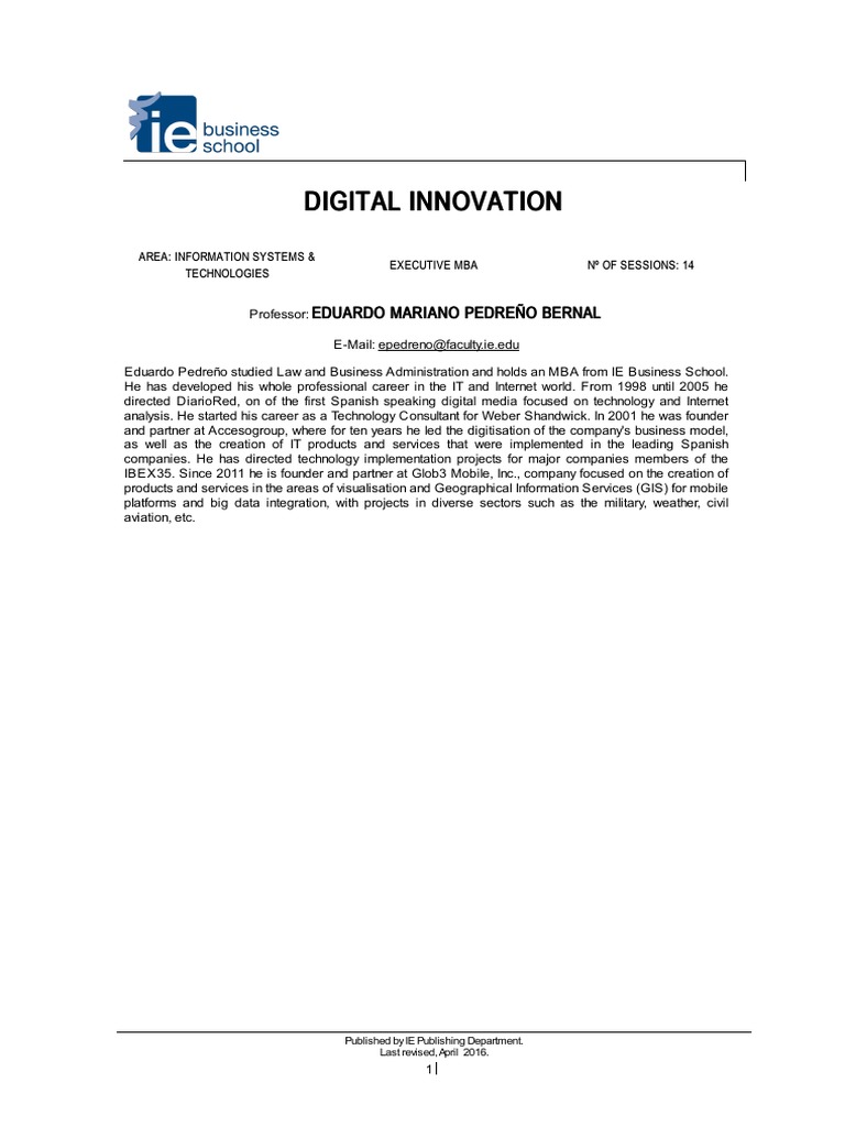 Digital Innovation in Executive MBA | PDF | Innovation | Enterprise ...