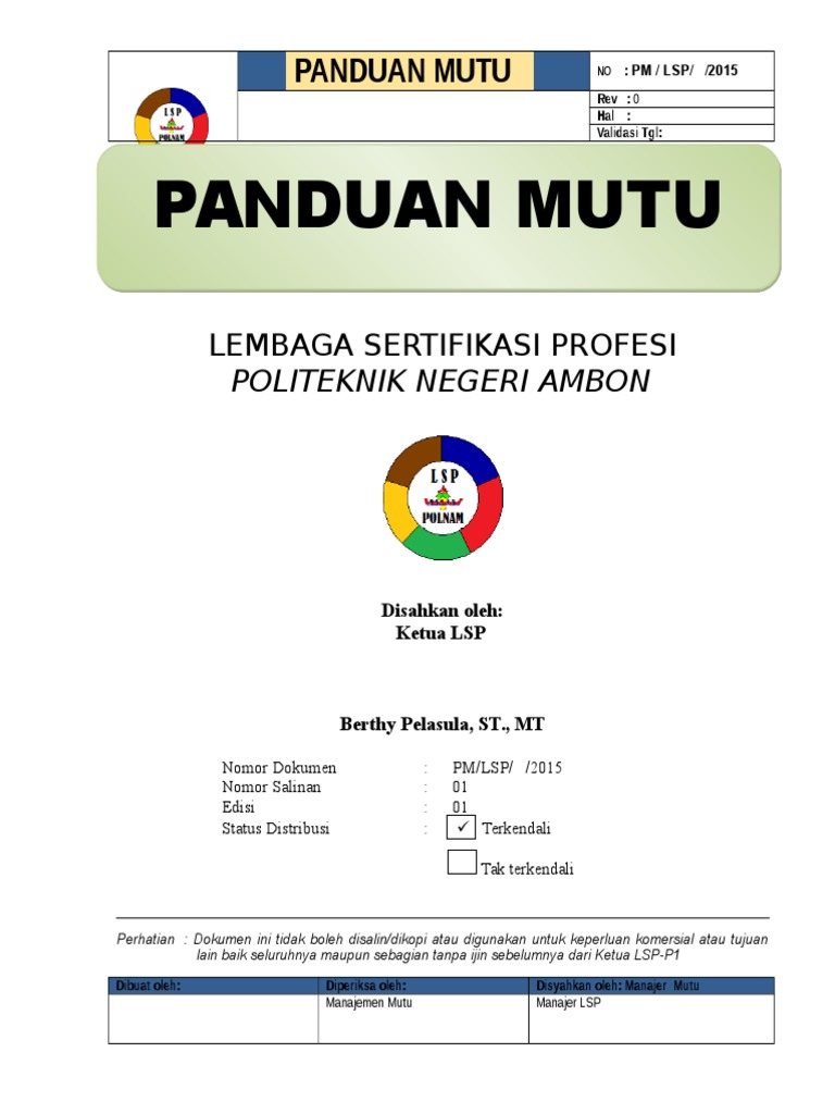 Panduan Mutu LSP Polnam | PDF