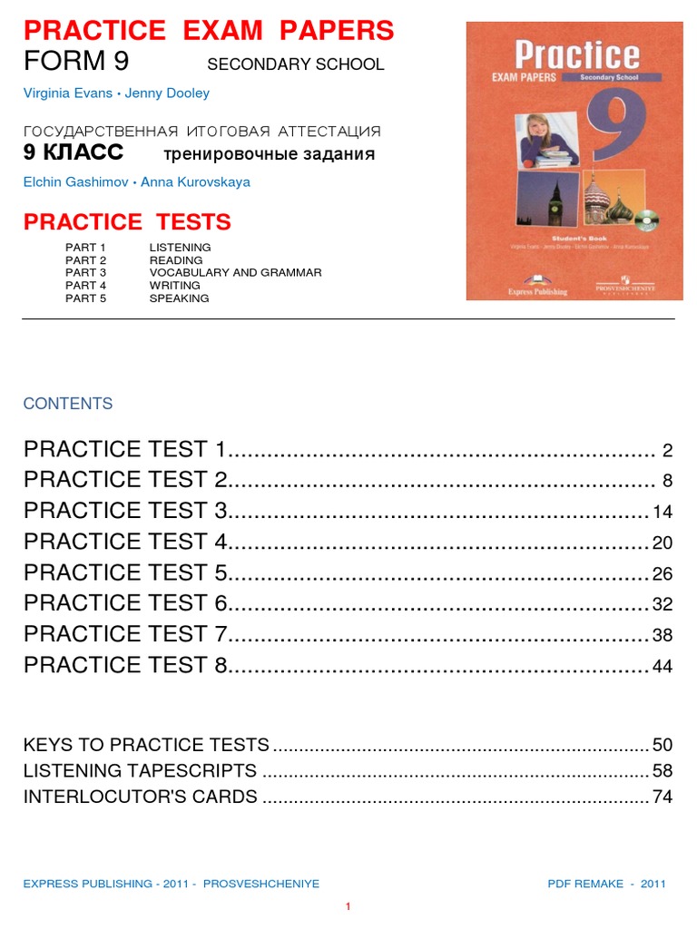 Practice Exam Papers Secondary School 9