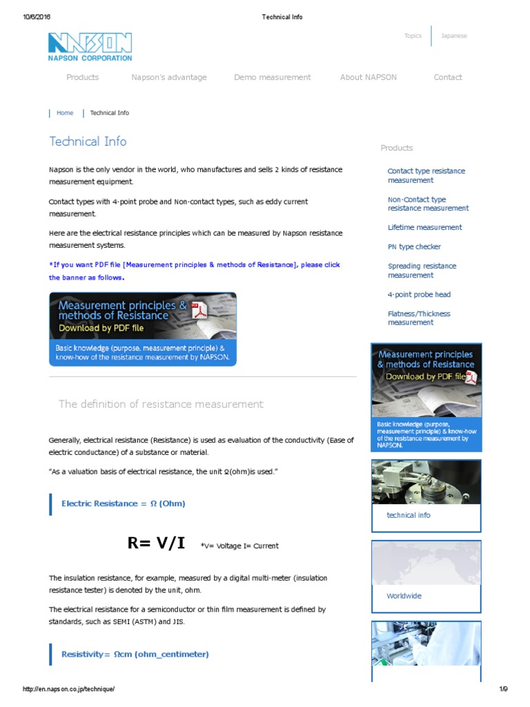 Technical Info | PDF | Electrical Resistance And Conductance | Electrical Resistivity And ...