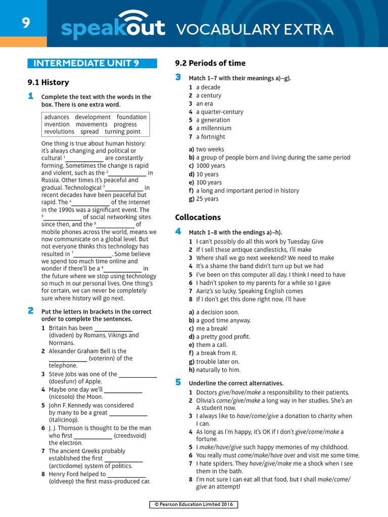 Speakout Vocabulary Extra Intermediate Unit 09 | PDF | Vocabulary