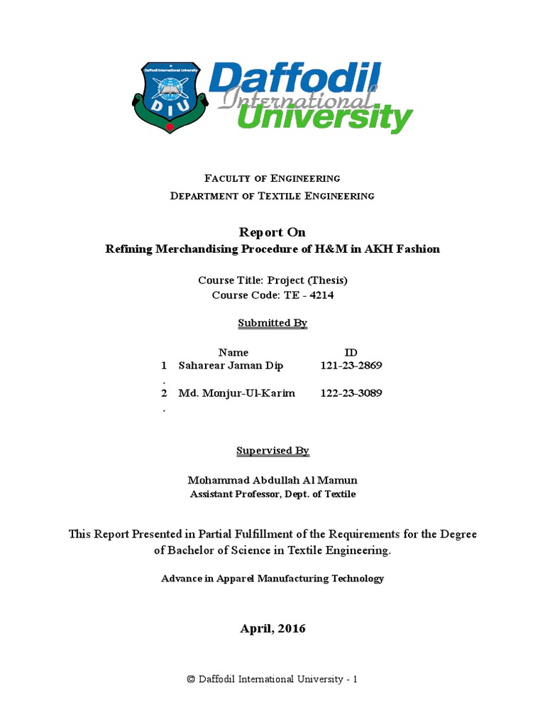 Thesis - Refining Merchandising Procedure of H&M in AKH Fashion | PDF ...