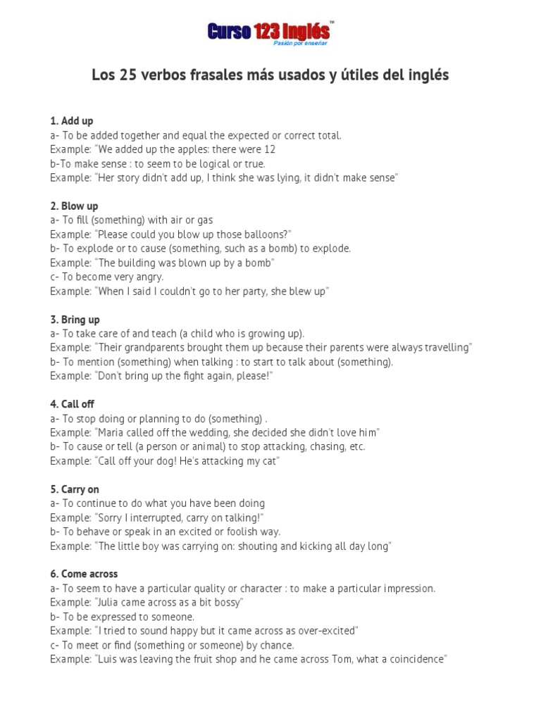 25 Phrasal Verbs in English Explained | PDF | Language Arts & Discipline