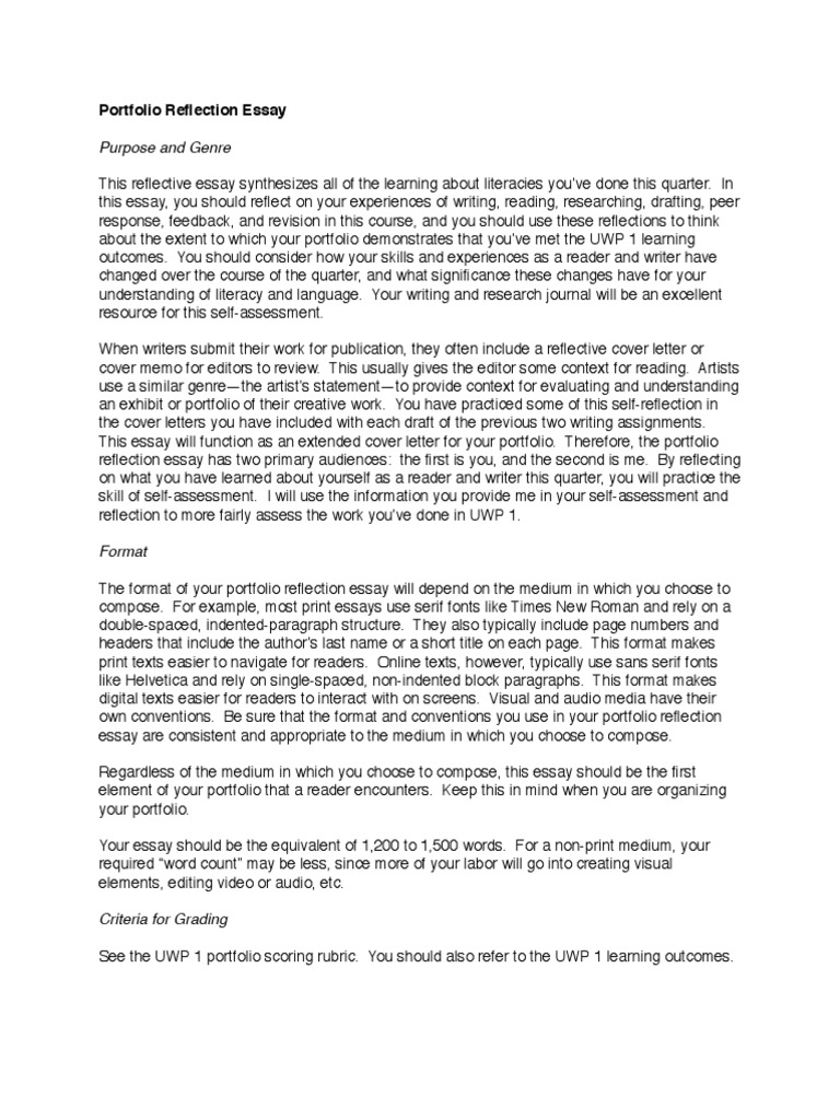 Student Portfolio Reflection Guide | PDF | Essays | Typefaces