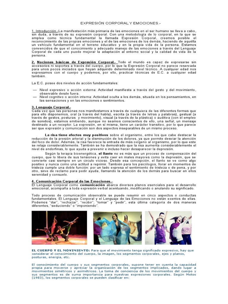 Elementos CORPORAL Y EMOCIONES | PDF | Lenguaje corporal | Las emociones