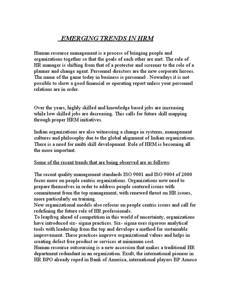 Emerging Trends in HRM | PDF | Human Resource Management | Employment