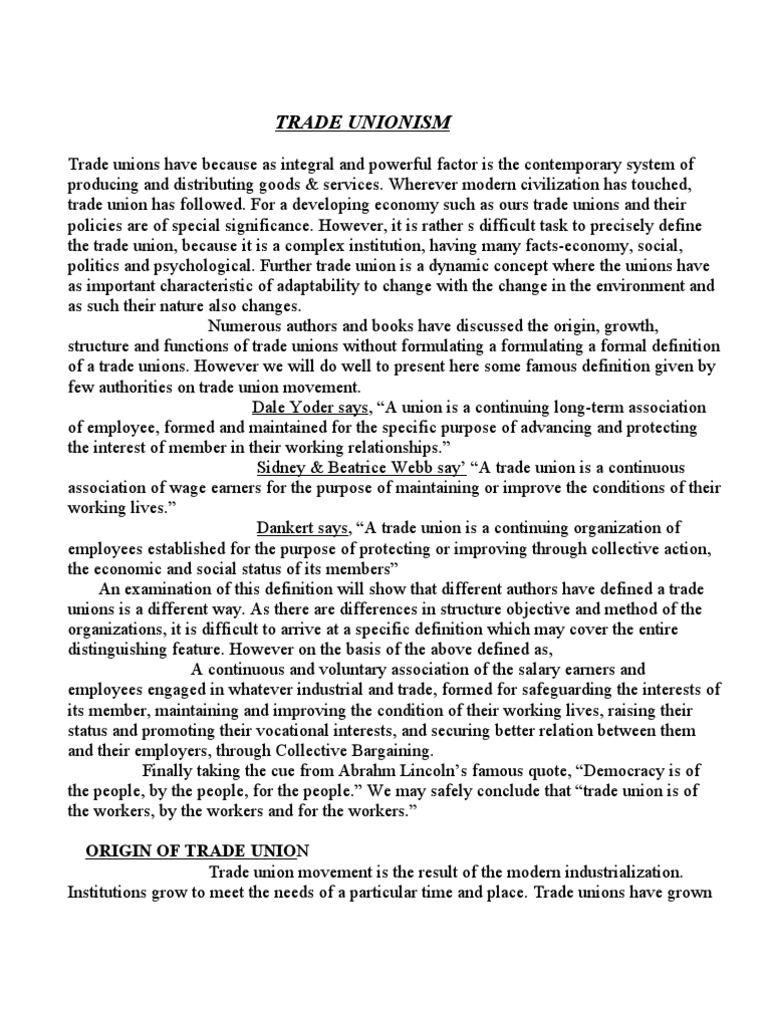 Understanding Trade Unions and Their Functions | PDF | Trade Union ...
