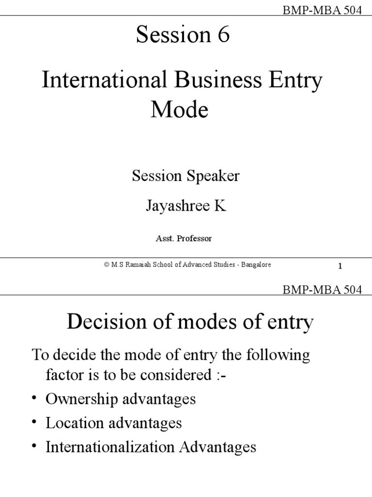 International Business Entry Modes: A Comparison of Strategies for ...