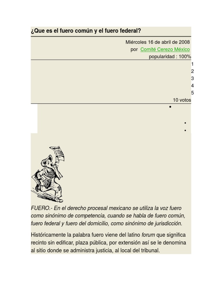 Fuero Común y Fuero Federal Explicados | PDF | Competencia (ley ...