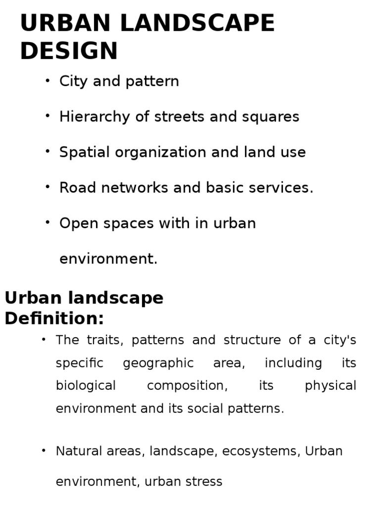 Urban Landscape Design | PDF | Land Management | Design