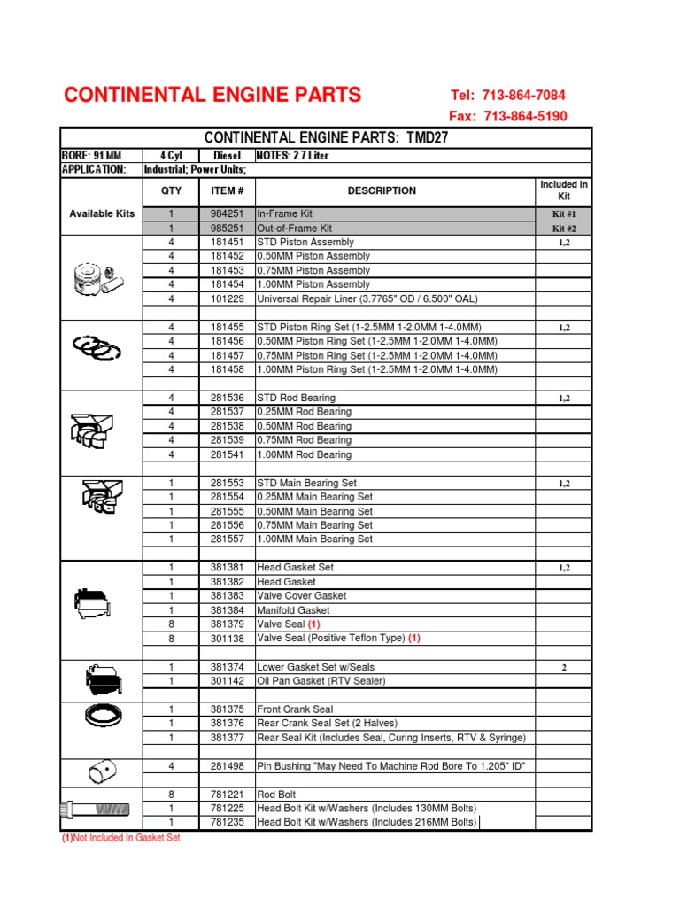 Continental TMD27 Parts List | PDF