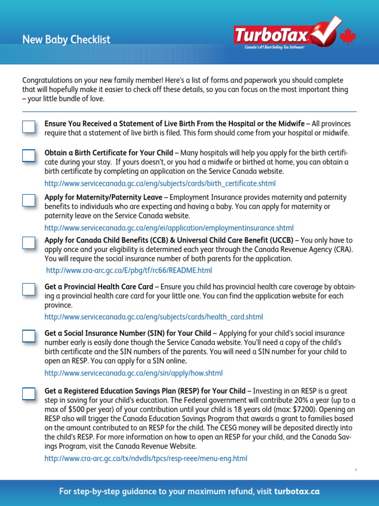 TT NewBaby Checklist 2012 2 | PDF | Government | Social Institutions