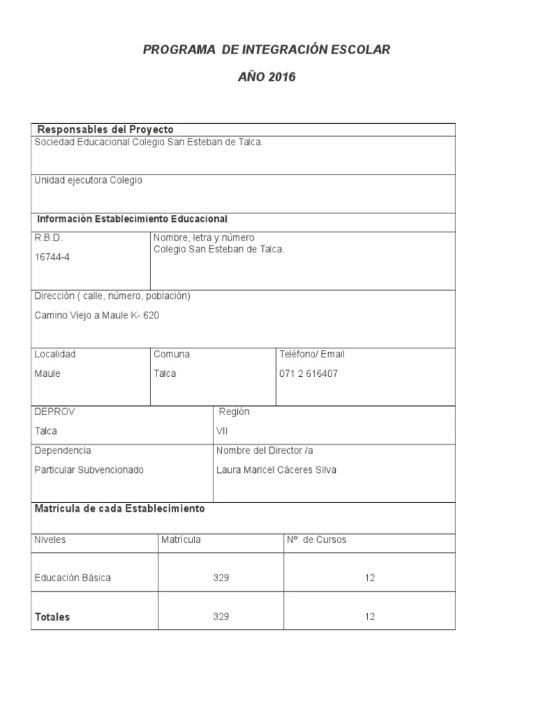Programa de Integración Escolar | Maestros | Cognición