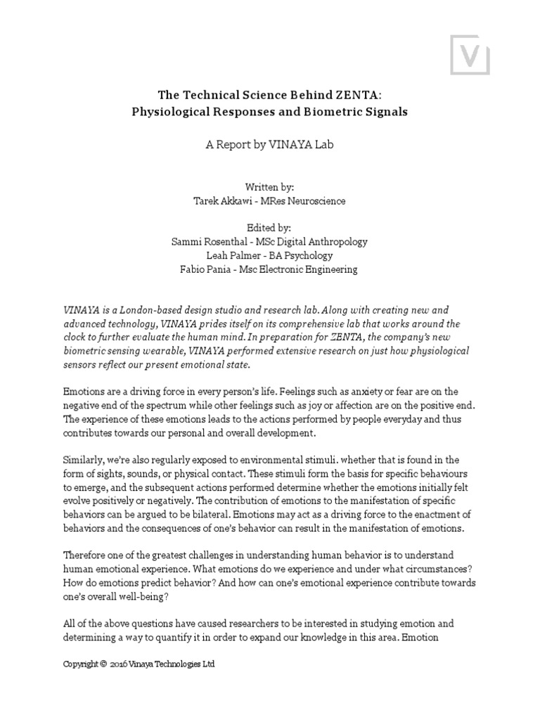 Report Physiological Responses and Biometric Signals | PDF ...