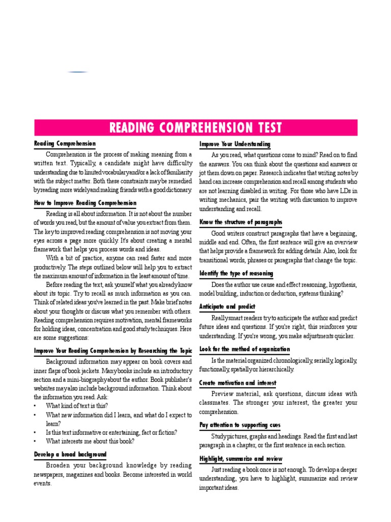 Reading Comprehension Test Explains New Terrorism Tactics | PDF ...