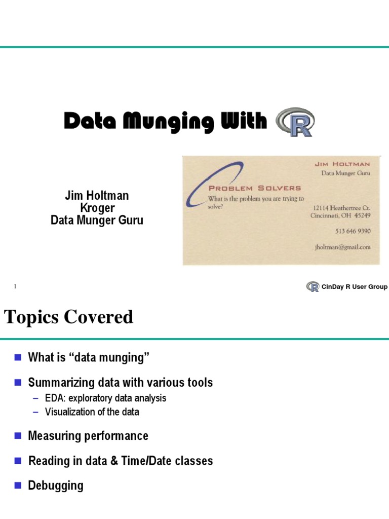Data Munging Techniques in R | PDF | Perl | Debugging
