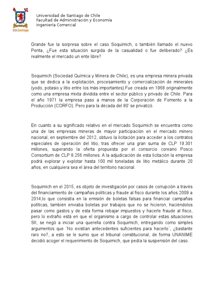 Caso Soquimich | PDF | Economias | Science