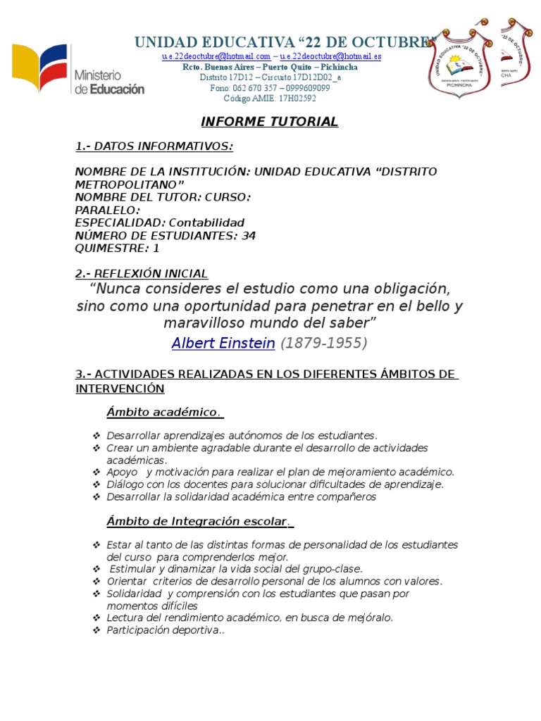 Informe Tutorial | PDF | Desarrollo personal | Aprendizaje