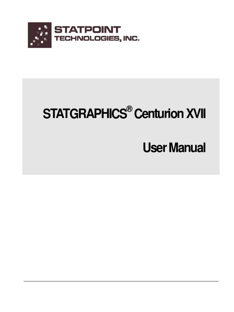 Statgraphics Centurion XVII User Manual | PDF | Button (Computing) | Installation (Computer ...