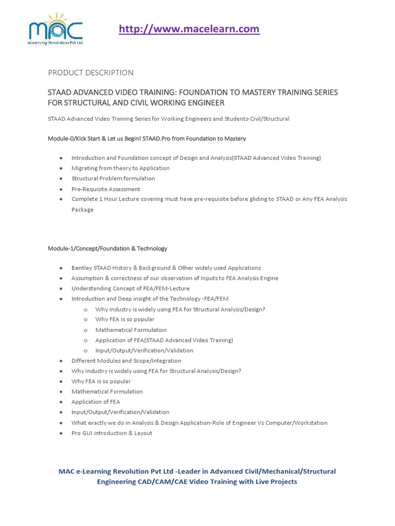 STAAD Advanced Video Training Series | PDF | Finite Element Method ...