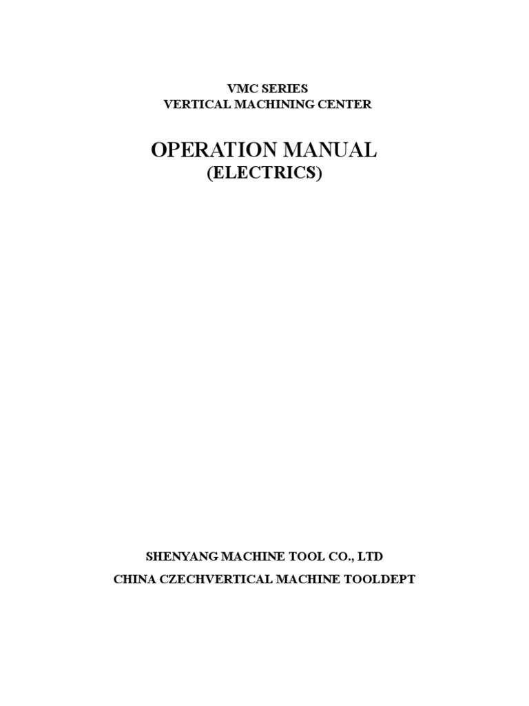 VMC Series Vertical Machining Center Operation Manual (Electrics) | PDF ...
