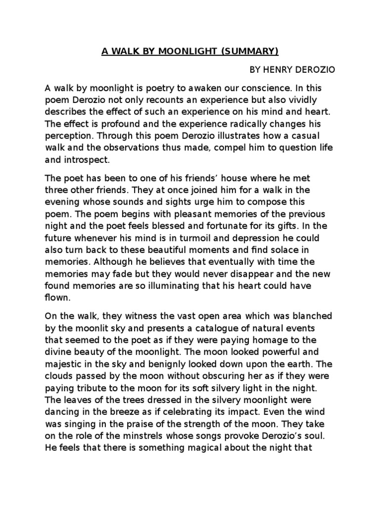 A Walk by Moonlight (Summary) | PDF | Soul