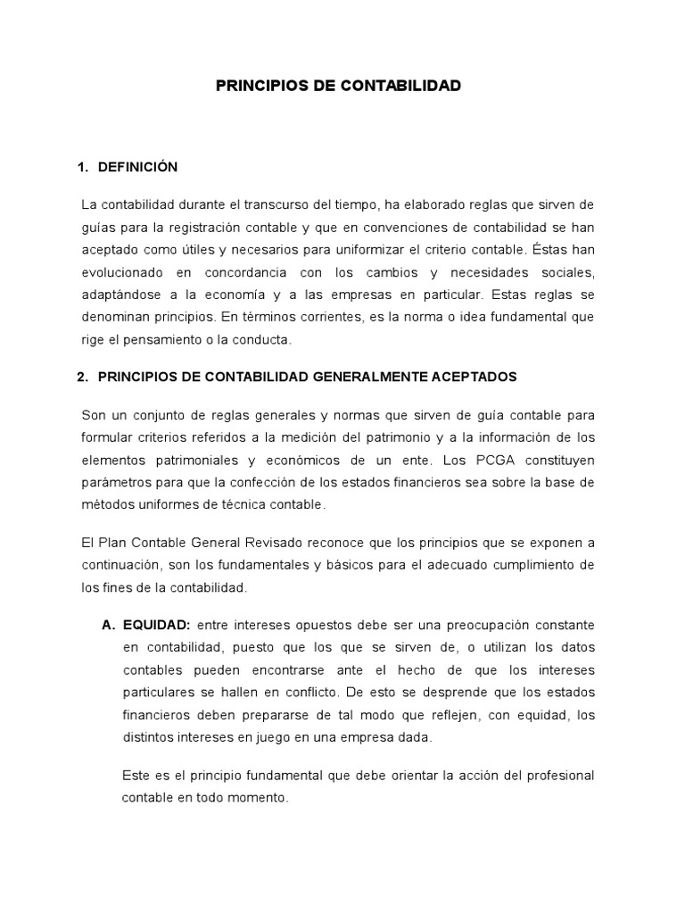 Principios de Contabilidad | PDF | Principios contables generalmente ...