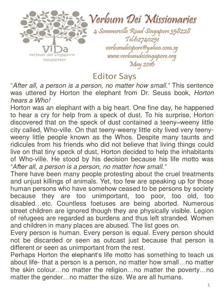 Editor Says: Hears A Who! | PDF | Mass (Liturgy) | Religion And Belief